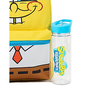 SpongeBob SquarePants Backpack Set Kids 4 Piece | Blue Yellow School Bag Patrick Lunch Box Gary Pencil Case Logo Water Bottle | TV Show Merchandise Gifts