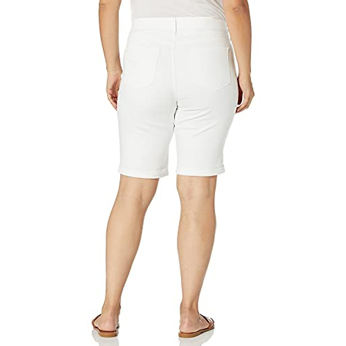 NYDJ womens Plus Size Briella Jean With Roll Cuffs | Slimming & Flattering Fit Shorts, Optic White, 18 US