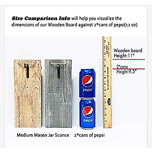 Rustic Wall Sconces - Mason Jars Sconce, Rustic Home Decor,Wrought Iron Hooks, Silk Hydrangea and LED Strip Lights Design 6 Hour Timer Home Decoration (Set of 2)