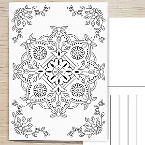 8 count | Mandala Coloring Postcards | Art Therapy | 8 unique Designs | Flower Mandala Art | Adult Coloring | Thank you cards | Birthday cards | Creativity and Relaxation
