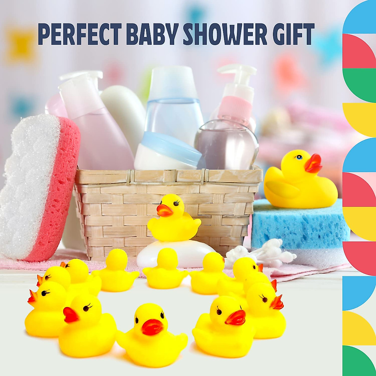 Dazzling Toys Mini Rubber Ducks Pack of 24 Ducky Floats Baby Kids Bath Toy Shower Birthday Party Favors (24)