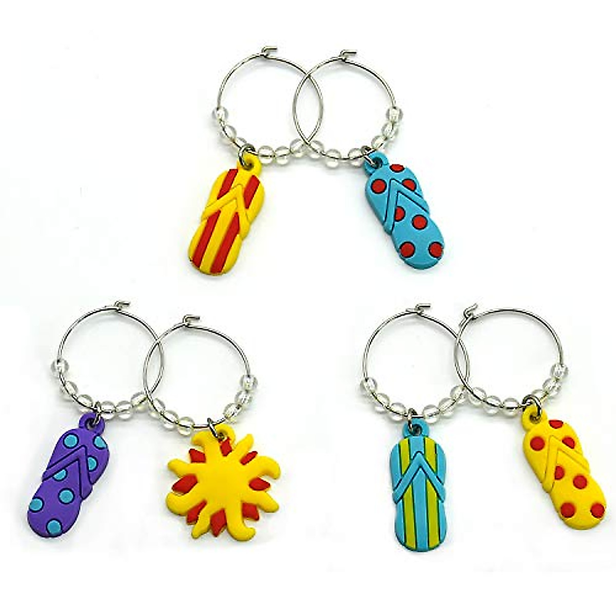 SANHE Wine Glass Charms Tags, Wine Drinker Gift set of 12, Champagne Cocktail Drink Markers (red)