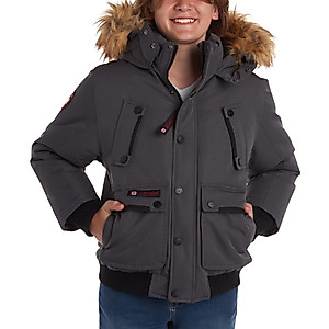 CANADA WEATHER GEAR Boys' Winter Coat – Heavyweight Bomber Parka Ski Jacket (Size: 4-20), Size 8, Coal Grey