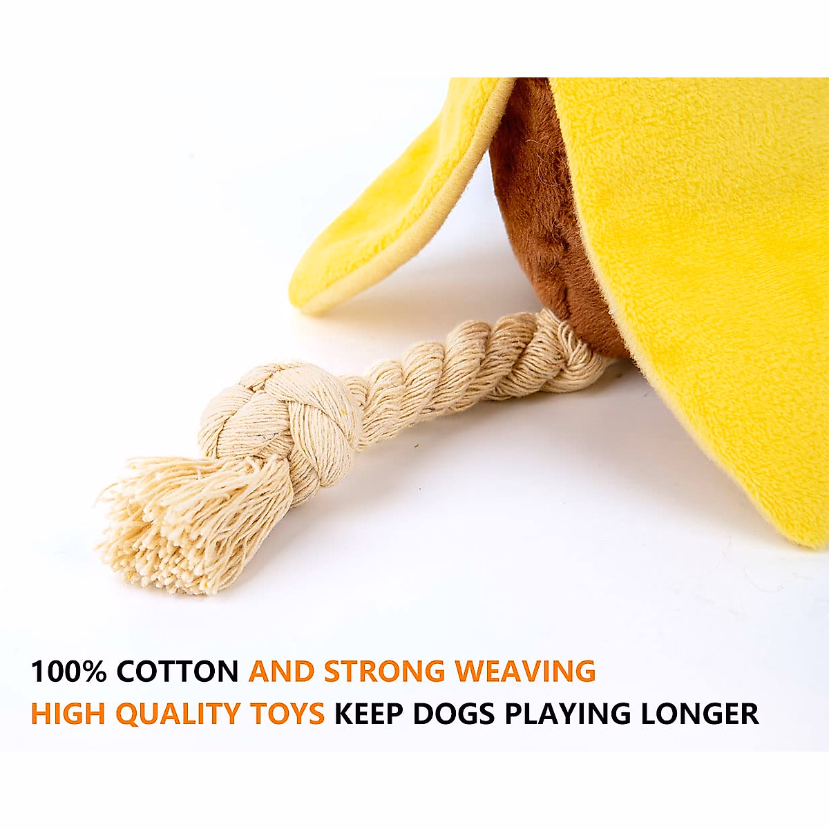 UNIWILAND 7 Pack Dog Chew Toys Pack for Dogs, 2 Cute Dog Squeaky Dog Toys with 5 Ropes Puppy Chew Toys, Puppies Teething Chew Toys, Cute Plush Dog Toys for Medium Small Dogs Boredom (Cute Monkey)