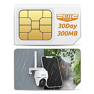 Prepaid SIM Card for Reolink Cellular Solar Camera 300MB（50MB to 120GB Optional） for 30 Days IOT 2G/3G/4G Data Cards for IPad IP Camera Data Only