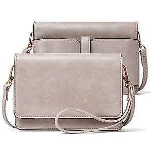 BROMEN Small Crossbody Bags for Women Cell Phone Purse Wristlet Wallet Clutch Purse Grey
