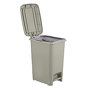 Plastic Slim Step-On Pedal Trash Can,10.5 Gal Waste Bin for Under Desk, Office, Bedroom, Bathroom- 42 Qt Soft Beige