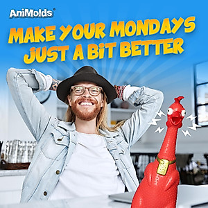 Animolds Hug Me Giant Rubber Chicken- Huge Stress Relief Screaming Chicken Toy | Screams Up to 45 Seconds- Novelty Gag and Prank Toys | Funny Toys Gifts for Christmas Stocking Stuffers for Kids Adult