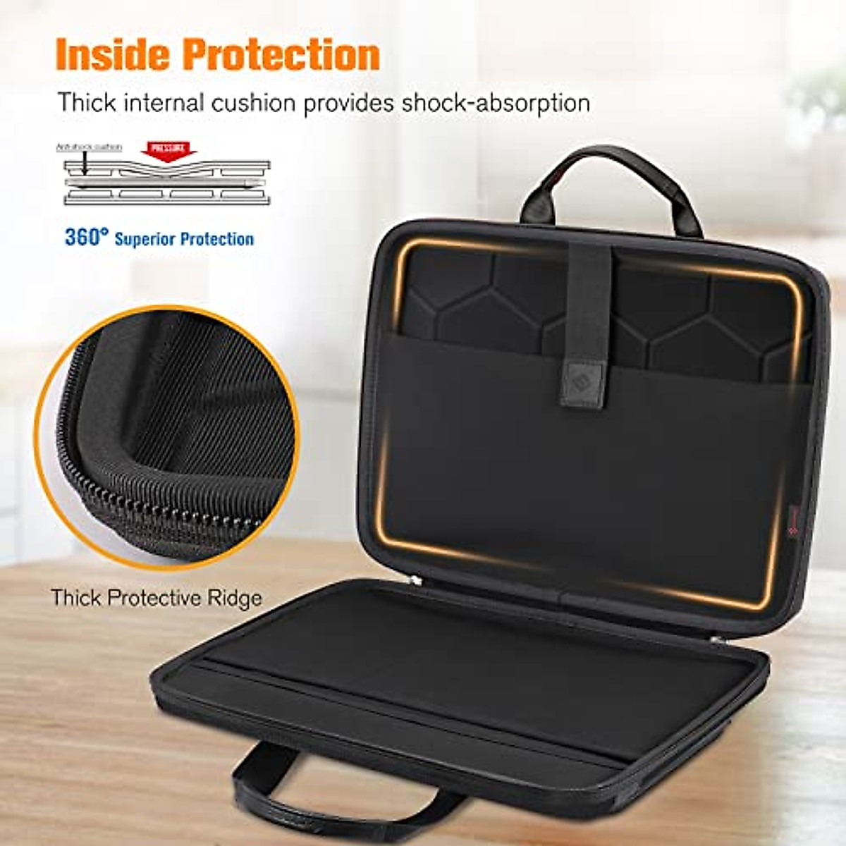 FINPAC 15.6 Inch Laptop Sleeve Case - Briefcase Shoulder Bag with Tablet Pocket and Accessory Pouch for MacBook Air 15, MacBook Pro 15 16 and Up to 15.6" Samsung Lenovo HP Acer ASUS Dell Laptop, Black