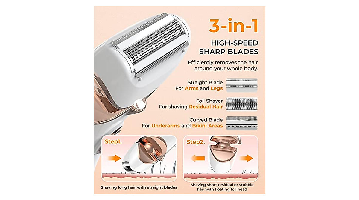 PRITECH Women's Electric Shaver - Rechargeable & Cordless