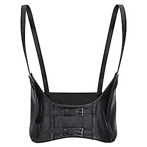 LEACOOLKEY Women Fashion Body Waist Belt Black Steampunk Underbust Corset Belt for Dress Halloween Costume