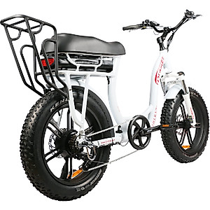 DJ Super Bike Step Thru 750W 48V 13Ah Power Electric Bicycle, Pearl White, LED Bike Light, Suspension Fork and Shimano Gear