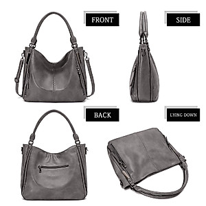 Purses for Women Shoulder Handbags Hobo Bags for Women (92-gray)