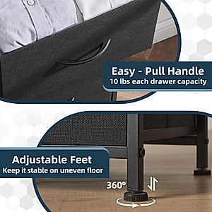 Somdot Tall Dresser for Bedroom with 5 Drawers, Storage Chest of Drawers with Removable Fabric Bins for Closet Bedside Nursery Laundry Living Room Entryway Hallway, Black