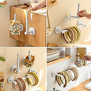 3 Pack Scrunchie Holder - Hair Tie Storage Organizer, Adjustable Length Adhesive Scrunchie Hair Hairband Tie Holder, Hair Accessories Wall Hooks Stand Organizer Storage Holder for Girls Women