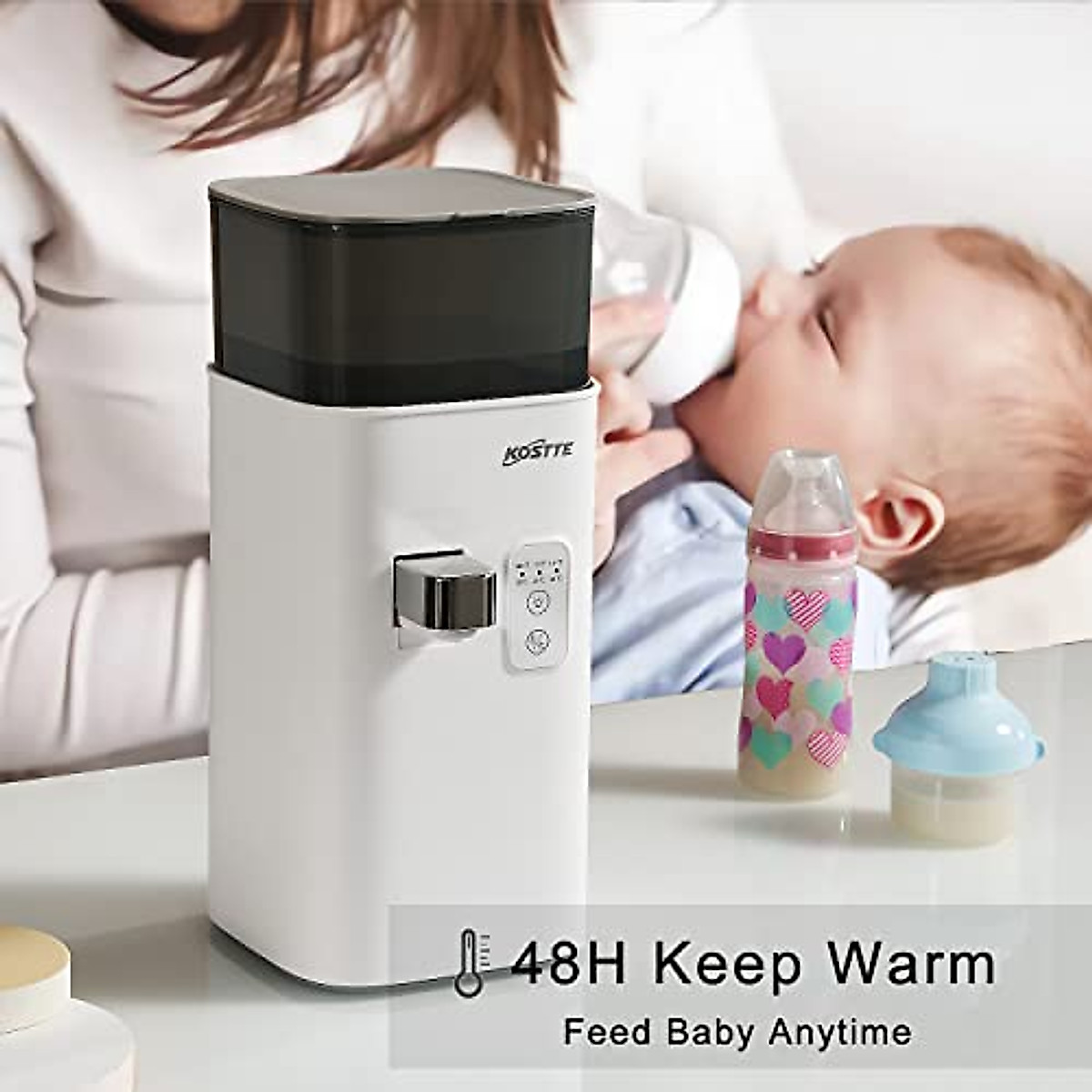 Instant Water Warmer, Fast Baby Bottle Warmer for Baby Formula, 3 Perfect Temperatures Formula Maker with Nightlight, Instantly Dispenses Warm Water at Perfect Temperature, 24H Keeping Warm