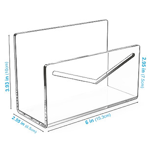 FUCDTEFC Acrylic Mail Holder, Clear Acrylic File Letter Organizer, Vertical Envelope Mail Holder for Desk, Lightweight Countertop Bill Holding Sorter Letter Invoice Stand for Home Office School
