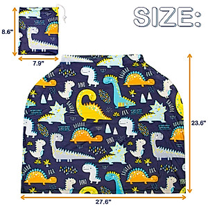 Multi Use Nursing Breastfeeding Cover Scarf - Car Seat Canopy - Shopping Cart - High Chair - Stroller and Carseat Covers for Boys and Girls-Infinity Stretchy Shawl - Baby Shower-Dinosaurs