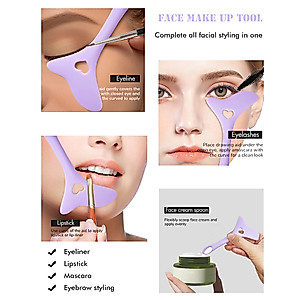 DogieLyn Silicone Winged Tip Reusable Smoky Eyeshadow Applicators Plate Cat Shape Eye liner Shadow Guide Template Multifunctional Lazy Quick Makeup Tool Eyebrow Pencil Eyeliner Stencils