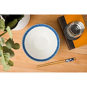 Silver Buffalo Disney Lilo and Stitch Ceramic Ramen Bowl with Chopsticks Featuring Stitch, 30 Ounces