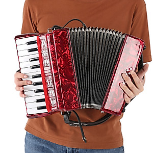 IRIN 22‑Key 8 Bass Accordion Piano Accordion Professional Educational Musical Instrument with Retractable Strap for Beginners Students 12.4 x 11.6 x 5.7in