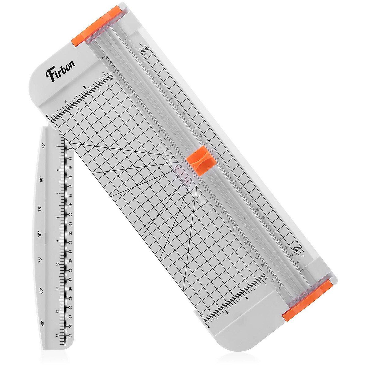 Firbon White A4 Paper Cutter Bundle with 5Pcs Replacement Blades, 12 Inch Paper Trimmer with Side Ruler for Scrapbooking, Craft, Coupon, Label, Cardstock