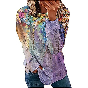 JJHAEVDY Women Fashion Sweatshirts Button Up Outfits Letter Winter Sweatshirts Comfy Tunic Sweatshirt for Womens Fashion Sweatshirt(3-Light Purple,Large)