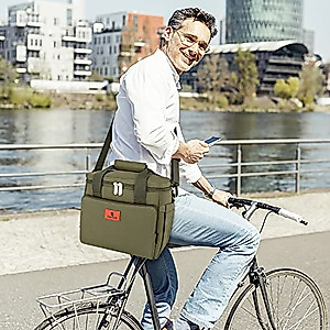 Hafmall Lunch Bag for Women Men, Wide Opening Insulated Lunch Box, Leakproof Lunch Tote Bag with Shoulder Strap, Reusable Lunch Bags for Adults for Work, Green