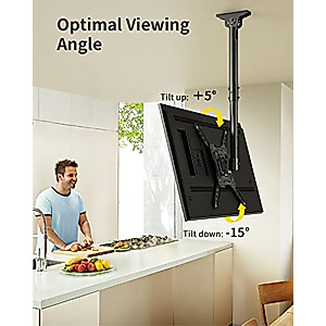 AM alphamount Ceiling TV Mount for 13-55 Inch LCD LED OLED 4K TVs/Monitors, Hanging TV Mount Bracket Swivels Tilts Rotates fits Flat/Sloped Roof, Max VESA 400x400mm, Holds up to 77lbs
