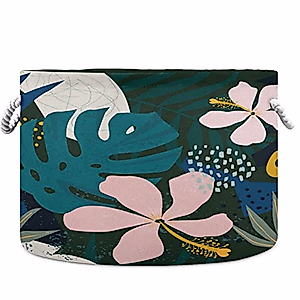 visesunny Hibiscus Floral Hawaiian Pattern Laundry Baskets Fabric Storage Bin Storage Box Collapsible Storage Basket Toy Clothes Shelves Basket for Bathroom,Bedroom,Nursery,Closet,Office