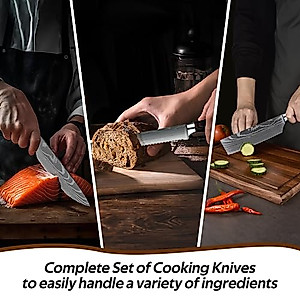 Oserlo Kitchen Knife Set, 8 Pcs High Carbon Stainless Steel Chef Knife Set with Ergonomic Balance Handle & Sheath, Ultra Sharp Professional Japanese Knife Set for Cutting, Peeling & Slicing