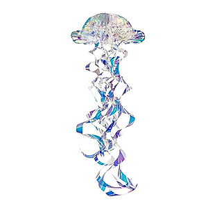 LUOZZY Christmas Ornaments Hanging Rainbow Jellyfish Ornament and Ribbons Pendant Baby Shower Party Deco