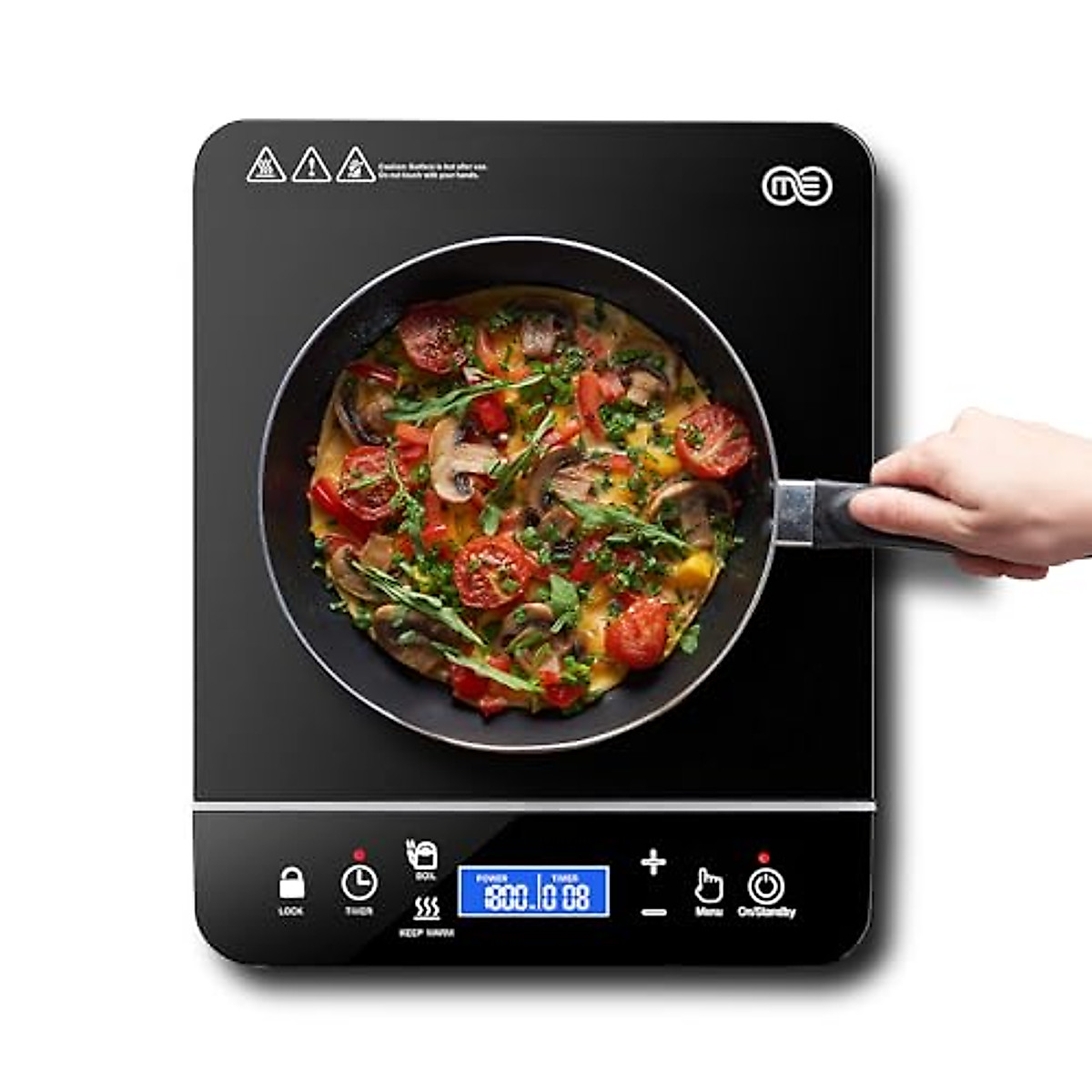 OMEO Portable Induction Cooktop Hot Plate Countertop Burner 1800 Watts Induction Burner with LCD Sensor Touch, LED Display, 10 Temperature Levels, Child Safety Lock, Auto Shutoff Function