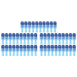 RuiLing 100 PCS Self-Stripping T-Tap Electrical Connectors Wire Quickly Splice Connector and Insulated Male Quick Disconnect Terminals (Blue)
