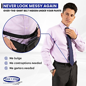 BELTAWAY Tuck N Stay Keep Shirts Tucked in Extra Gripping Shirt Stays for Men - Adjustable Stretch belt, Look Neat for Work, Dress, Casual