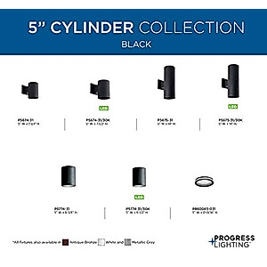 Cylinder Collection 5" Modern Outdoor Wall Lantern Light Black