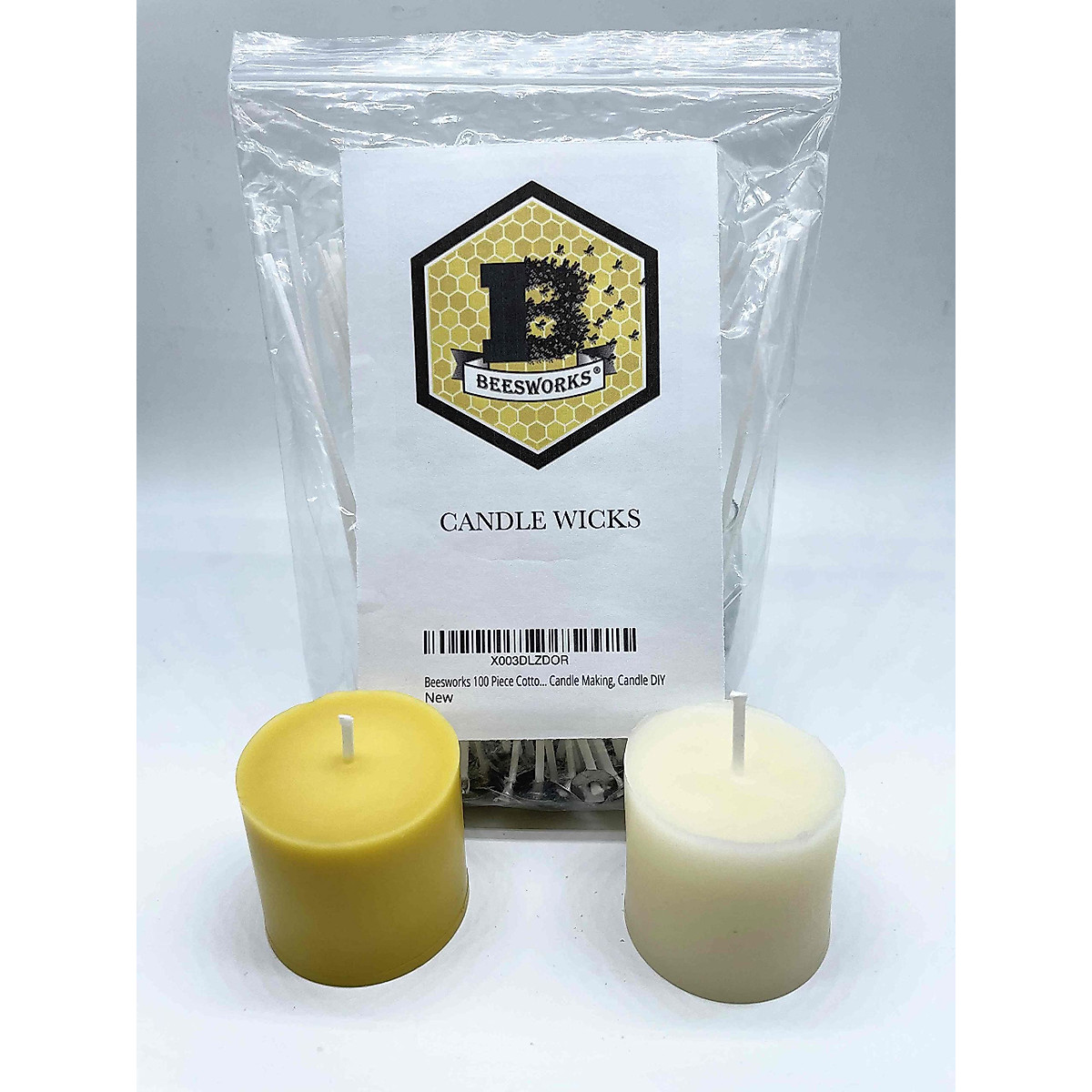 Beesworks 100 Piece Cotton Candle Wick 6" Pre-Waxed for Candle Making, Candle DIY