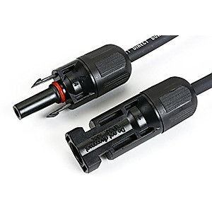Temco 1 Pair 5 ft Solar Panel Extension Black + Red Connector Male Female 10 AWG Gauge PV Cable Wire