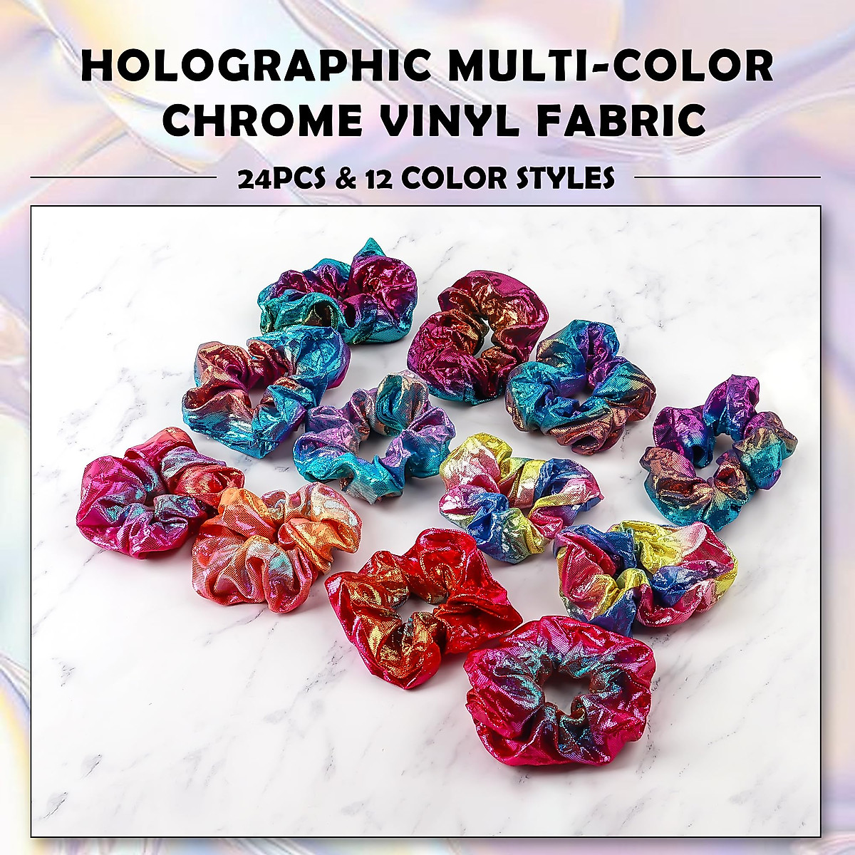 Beauty.H.C Shiny Metallic Scrunchies Elastic Hair Bands Hair Tie Ropes Scrunchy Soft Hair bobbles for Ponytail Holder fasion Hair Scrunchies for Girls Party Favorts 24Pcs
