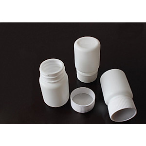 50PCS White Empty Solid Plastic Bottle Case Holder Container Vials Box with Screw Cap for Powder Sample Storage (20ml)