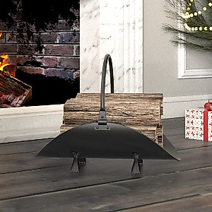 CALIDOLA Black Log Holder Indoor and Outdoor Firewood Rack Hearth Basket