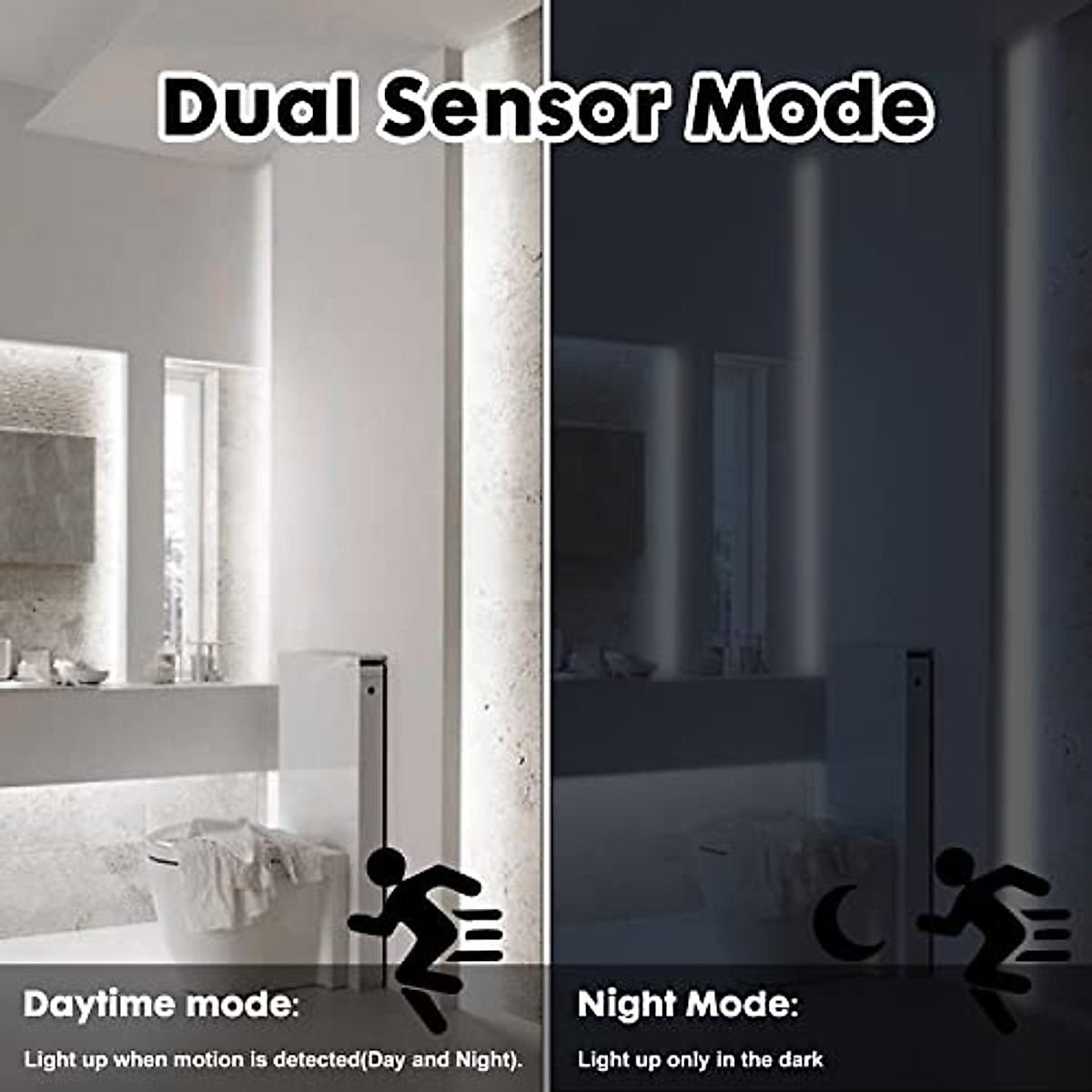 Megulla 3.5m/11.5ft Motion Sensor Gun Safe Lights, Gen3 Rechargeable Battery Motion Activated Black LED Strip with Timer and Dimmer for Dark Corners, Closets, Under Cabinets -Daylight White, 5000K