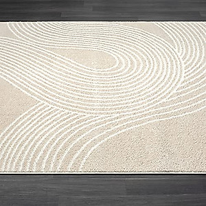 Abani Nuevo Collection Area Rug - Transitional Beige/Cream Design -5'3" x 7'6" - Easy to Clean - Durable for Kids & Pets - Non-Shedding - Medium Pile - Soft Feel - for Living Room, Bedroom