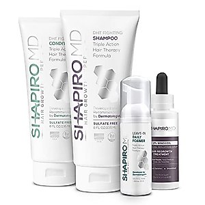 Women's Regrowth Kit Plus: Shampoo, Conditioner, 2% Minoxidil, Leave-In Foamer. Anti Hair Loss and Thinning Hair Solution for Women, 1 Month