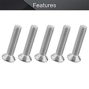 MroMax M8x40mm Flat Head Machine Screws Inner Hex Screw 304 Stainless Steel Fasteners Bolts Silver Tone 10Pcs