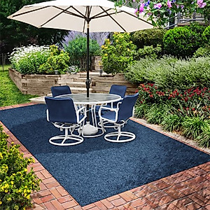 House, Home and More Indoor Outdoor Carpet with Rubber Marine Backing - Blue - 6 Feet x 10 Feet