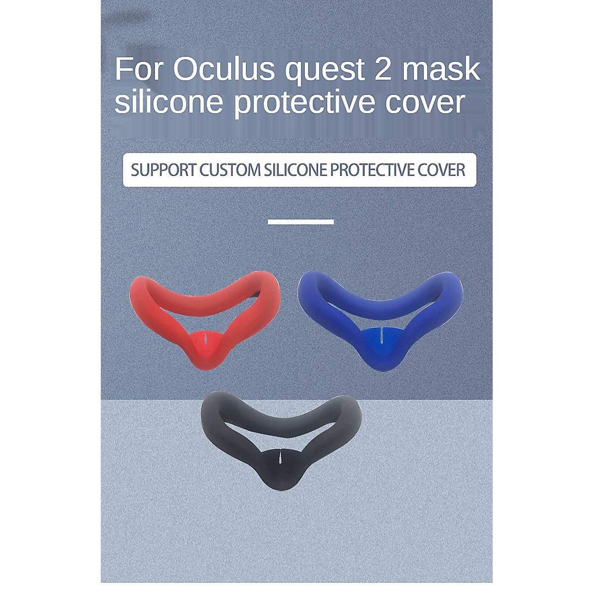 3Pcs Silicone Face Cover for Oculus Quest 2 Face Cushion Cover Sweatproof Eye Pad for Oculus Quest 2 Accessories(Black+Red+Blue) (Black)