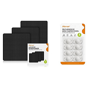 AIEVE 3 Pack Air Fryer Oven Liners & 8 Pack Self Adhesive Caster Wheels