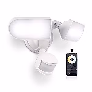 Wasserstein Wired Smart Floodlight - 2000 Lumens - Outdoor Floodlight with Motion Sensor and Timer Control for Your Garage, Garden, Porch and Anywhere Outdoor(White)