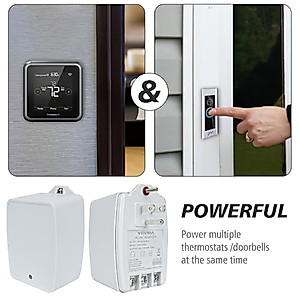 VIIVRIA 24-Volt AC 40VA Plug-in Doorbell Transformer, Compatible with Ring Wired Video Doorbell, Nest, Ecobee, Sensi, and Honeywell Thermostats, Power Supply for Multiple Smart Doorbells